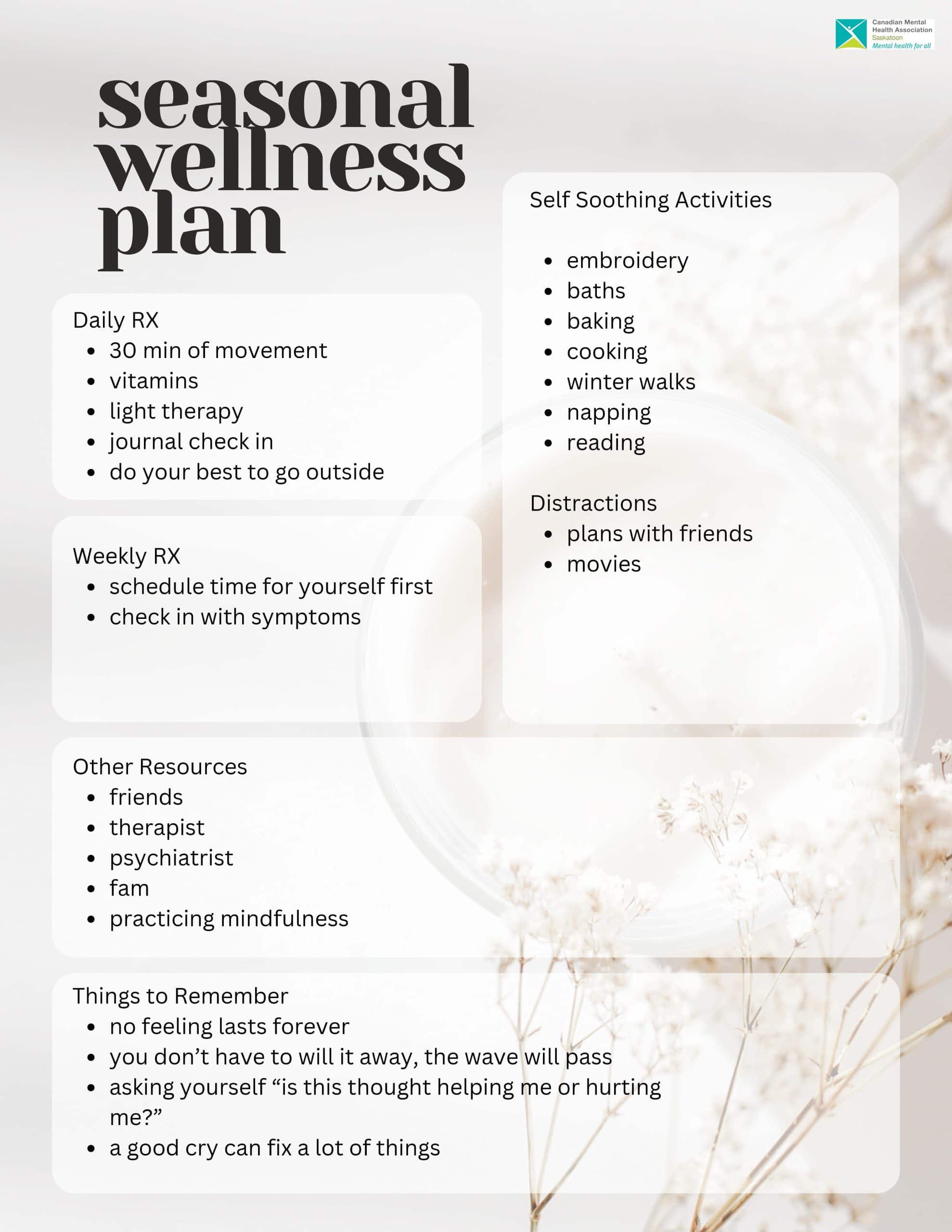 Seasonal Wellness Plan - Canadian Mental Health Association - Saskatoon ...